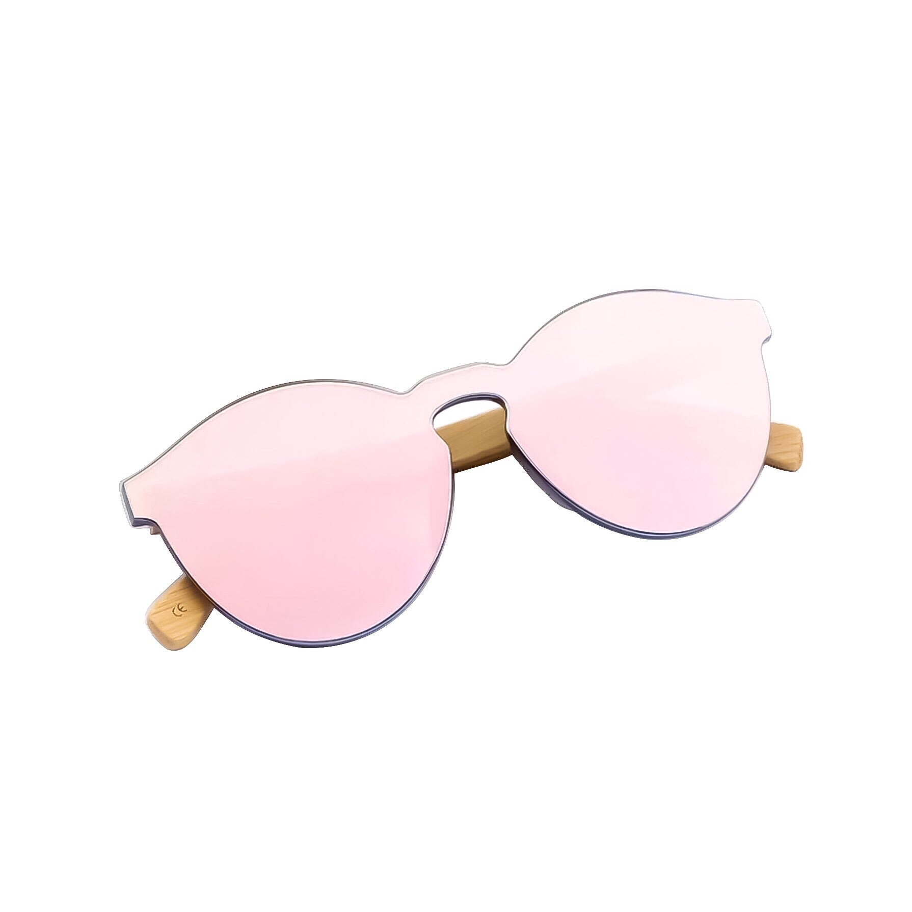 Pink Rimless Infinity Lens Bamboo Sunglasses by Derivative