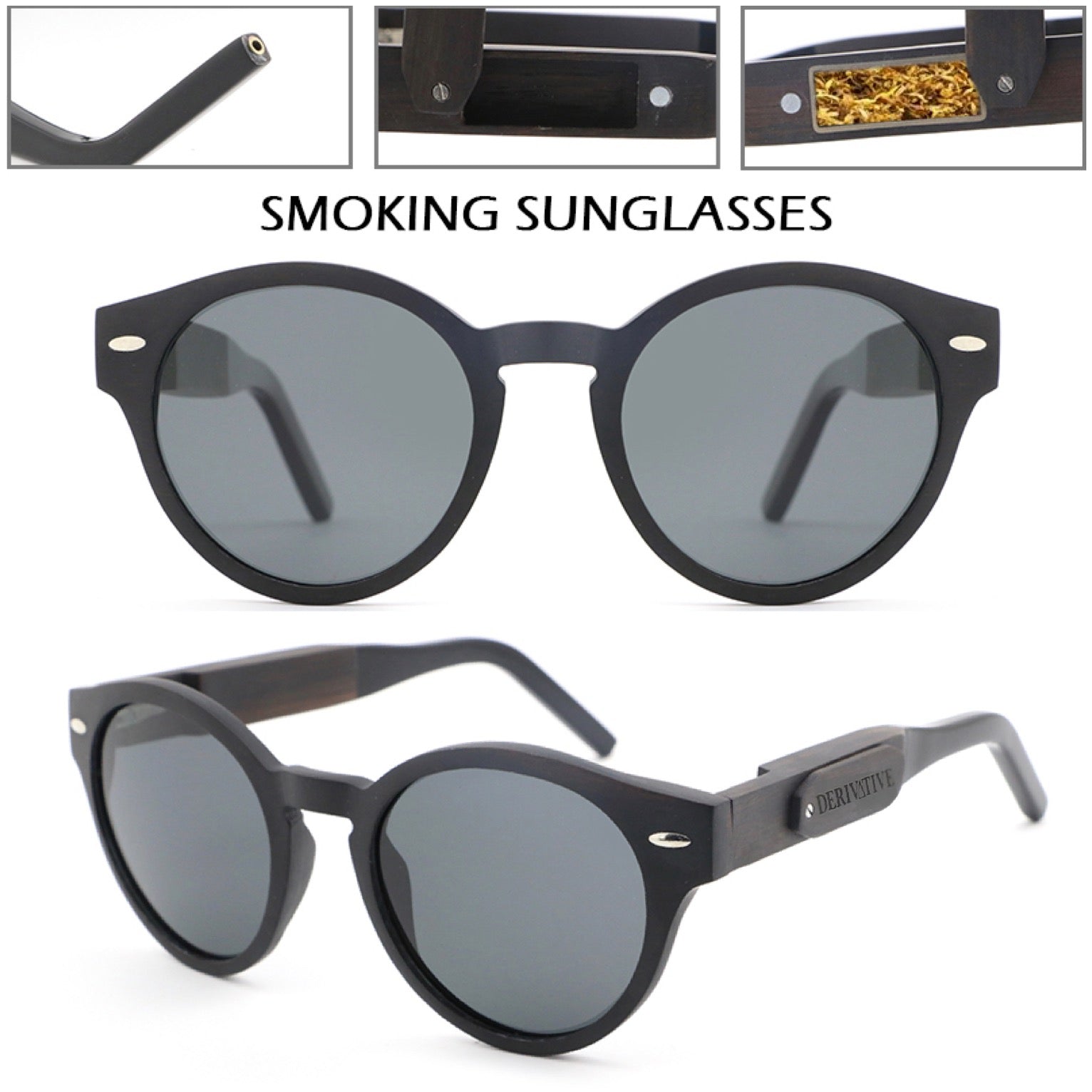 Round Smoking Sunglasses | Polarized Smokable Pipe Sunglasses - Derivative